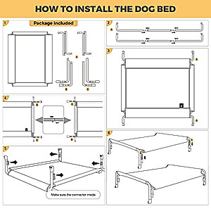 Veehoo Elevated Dog Bed, Outdoor Raised Dog Cots Bed for Large Dogs, Cooling Camping Elevated Pet Bed with Slope Headrest for Indoor and Outdoor, Washable Breathable, Large, Black, CWC2204