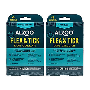 ALZOO Flea & Tick Dog Collar, Helps Repel Fleas, Ticks & Mosquitoes, 100% Plant-Based Active Ingredients, Phthalates and PVC Free, Up to 4 Months Protection, for Small Dogs: 15 lbs & Under, Pack of 2