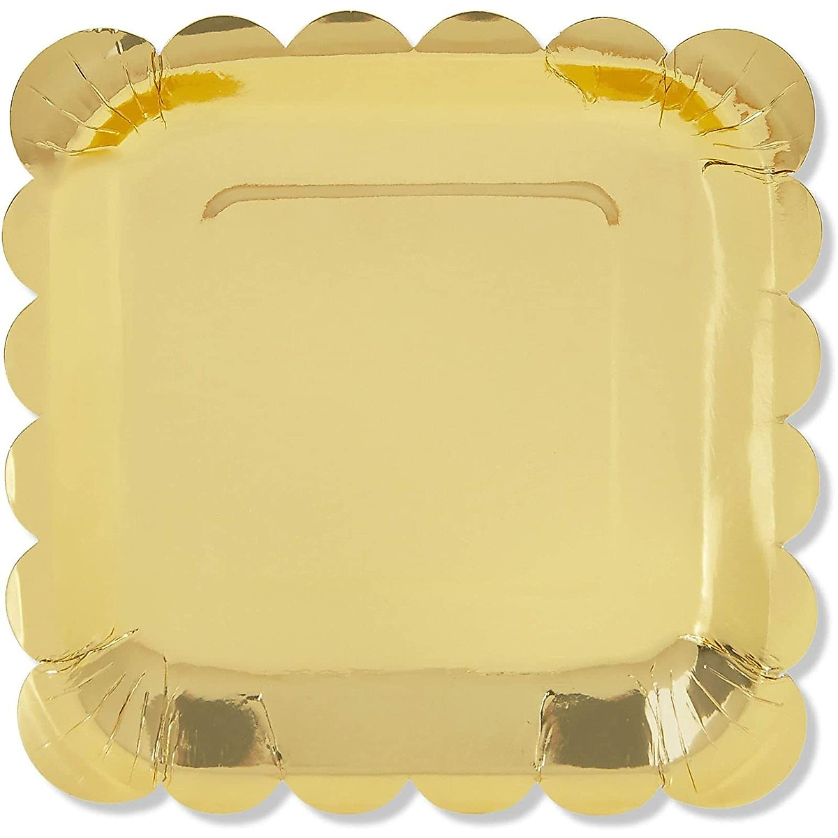 Sparkle and Bash 48-Pack Gold Foil Square Paper Plates Scalloped Edge (7 Inches)