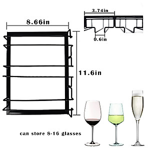 AMUFYSHH 3 Rows Wine Glass Rack for Under Cabinet, Hanging Wine Glasses Metal Stemware Racks, Storage Organizer for Kitchen Cabinet Bar(SINGLE)