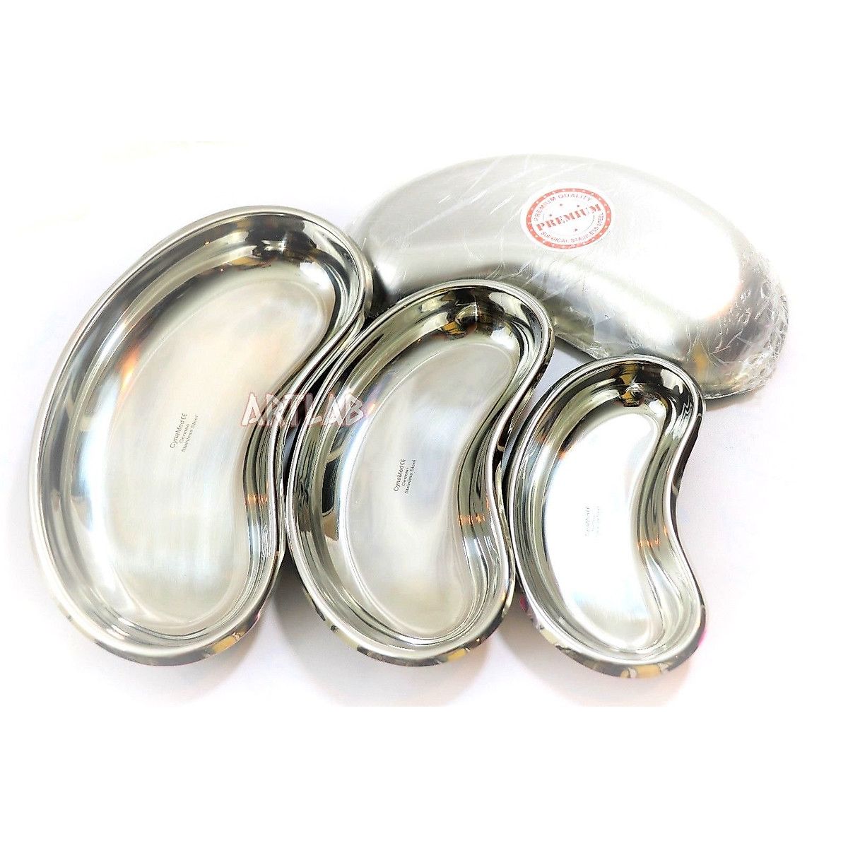 3 pcs New German Stainless Steel Kidney Tray Dishes EMESIS BASIN HOLLOWARE Small Medium Large CYNAMED