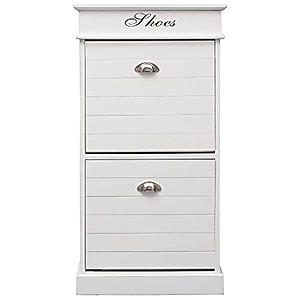 WIFESE Shoe Storage Shoe Cabinet for Entryway 19.7"x11"x38.6" Shoe Organizer Shoe Cubby Storage with Doors Shoe Rack Organizer Shoe Shelves Shoe Closet Article White