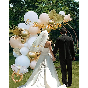 Bachelorette Party Decorations, Bridal Shower Decorations for Engagement Wedding Parties, 52pcs Bride To Be Party Supplies Kit with Sash, Veils, Banner, Cake Toppers, Temporary Tattoos & Gold Balloons