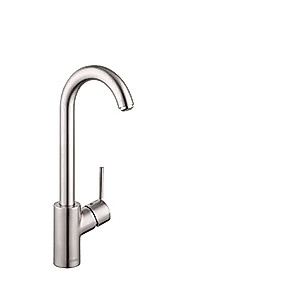hansgrohe Talis S Stainless Steel Bar Kitchen Faucet, Bar Sink Faucet Single Hole, Faucet for Kitchen Sink, Stainless Steel Optic 04287800
