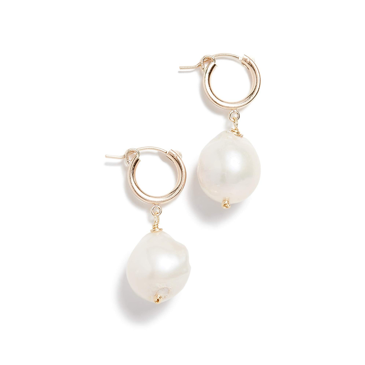 Brinker & Eliza Women's Back To Basics Huggie Earrings, Gold/Pearl, One Size