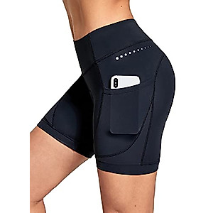 BALEAF Women's 4D Padded Bike Shorts Cycling Underwear with Padding Pockets Bicycle Pants Biking Tights Spin Gear Clothes Black XS