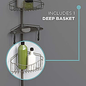 Zenna Home, Satin Nickel Tension Corner Pole Caddy