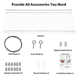 Sumerflos Acrylic Hanging Floating Shelves, 2Tier Clear Indoor Wall Window Storage Rack, Height Adjustable Display Floating Shelves for Home, Kitchen, Bedroom, Bathroom