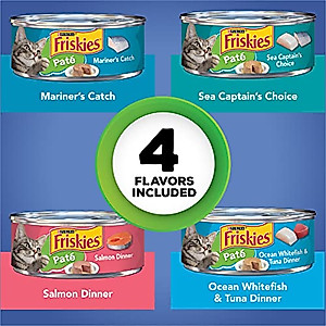 Purina Friskies Wet Cat Food Pate Variety Pack, Seafood Favorites - (32) 5.5 oz. Cans