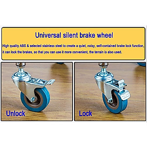 INDYAH Movable Trolleys, Kitchen Storage Hand Trucks, 2 Tier Stainless Steel Beauty Salon Rolling Trolley,Hospital/Dental Clinic Cart,Universal Brake Wheel/a/S-60X40X86Cm