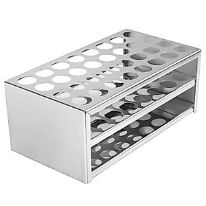 stonylab Test Tube Rack, 32-Hole Stainless Steel Test Tube Rack 0.89 Inches Tubes Acid-Alkali Resistant Test Tube Holder for Laboratory Use