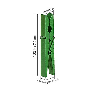 25pcs Durable 2.9 Inch Wooden Clothespins Clothes Pegs Pins (Green)