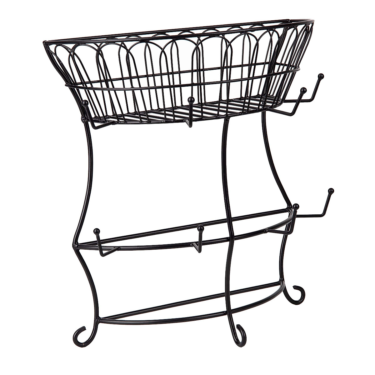 Mind Reader Alloy Collection Single Serve Coffee Storage and 8 Mug Rack, 22 Pod Capacity, Countertop Organizer, Metal, Black