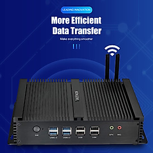 KINGDEL Fanless Mini Desktop PC, Industrial Computer with Core i7 CPU, 8GB RAM, 256GB SSD, 2xNICs, 2xHD Ports, 4xUSB 3.0, 6xCOM RS232