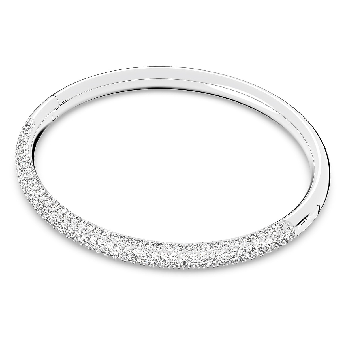 SWAROVSKI Dextera Women's Bangle Bracelet, Medium Bracelet with Clear Crystal Pavé on a Rhodium Finished Band with Hinge Closure