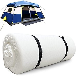Foamma 3'' x 24'' x 72'' Memory Foam Roll-Up Camping Mattress, CertiPUR-US Certified Foam, Quilted Soft Cover, Made in USA, Portable and Comfortable