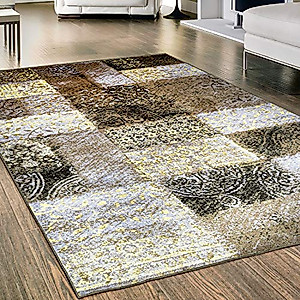 SUPERIOR Area Rugs for Bedroom, Farmhouse, Kitchen, Entryway, Laundry Room | Living Room Decor | Hadley Collection, 5' x 8', Washable & Beige