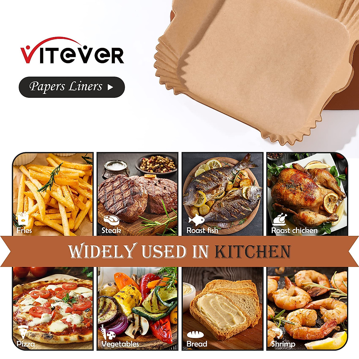 120 PCS Air Fryer Disposable Paper Liner Square, 7.9-inch (Fit 5-8 QT) Non-stick Parchment Paper for Air Frying, Baking, Roasting Microwave, Unbleached Oil-proof Parchment Paper