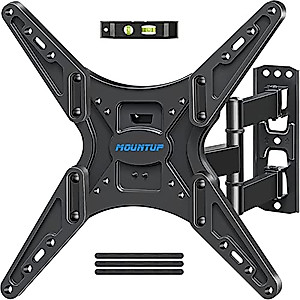 MOUNTUP TV Wall Mount, TV Mount Swivel and Tilt Full Motion for Most 26-55 Inch LED LCD Flat Curved TVs with Single Stud Articulating Arm, Wall Mount TV Bracket up to VESA 400x400mm & 88lbs, MU0014