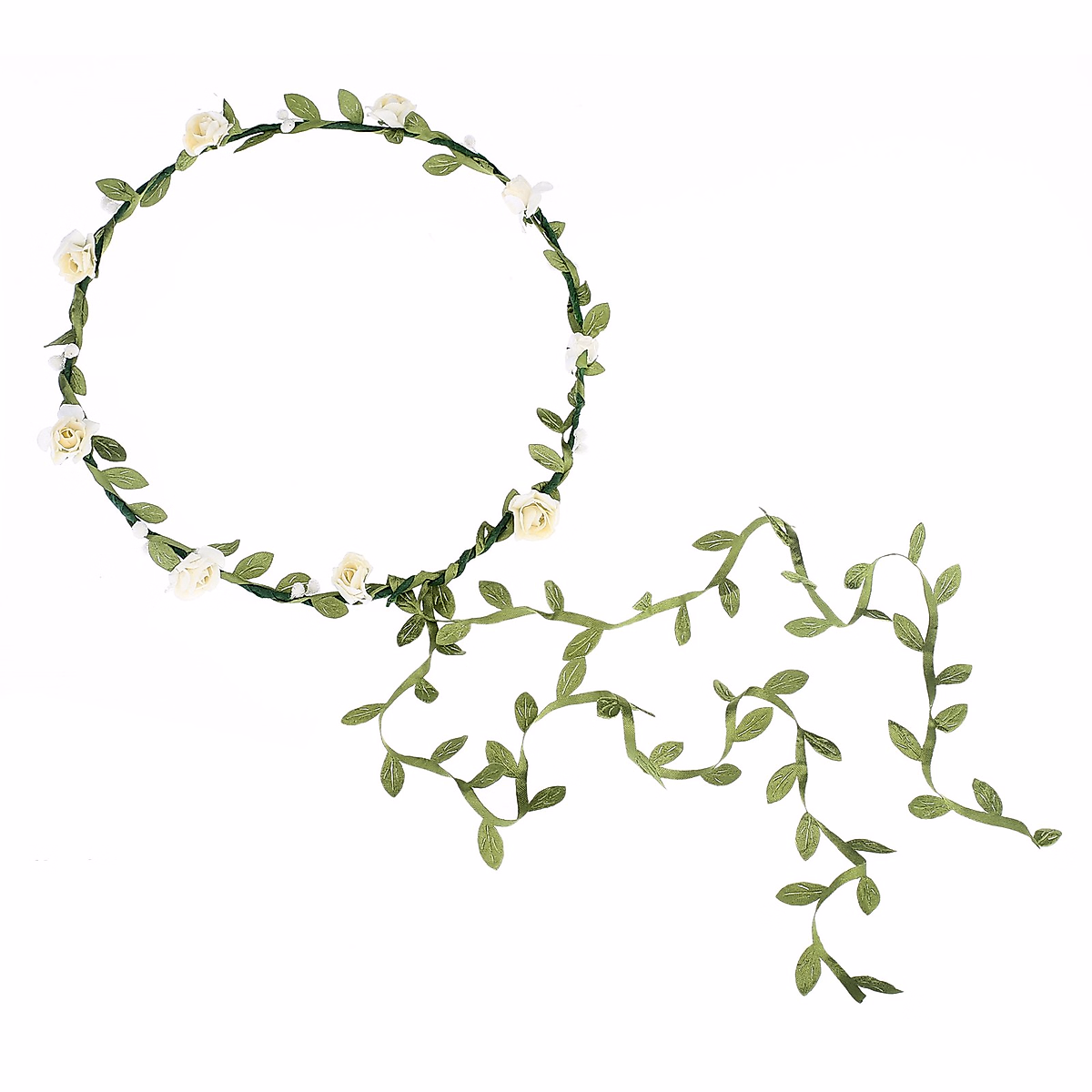 AWAYTR Fashion for Bohemian Style Wedding Bride Bridal Headdress Floral Flower Garland Headwear Headbands (Cream white)