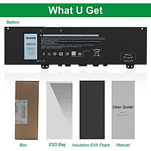 OUSIDE 38WH 39DY5 F62G0 Laptop Battery for Dell Inspiron 13 7000 5370 7370 7373 7380 7386 2-in-1 P83G002 P87G001 Vostro 13-5370-D1505G Series Notebook 0F62G0 RPJC3 39DY5 RPJC3 0RPJC3 11.4V