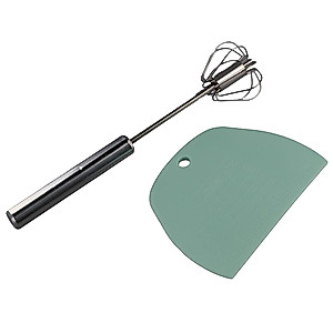 Vctitil 4Pcs Dough Whisk Bread Mixer&Egg Whisk Kits,Bread Making Tools Set,Dutch Whisk,Hand Rotary Whisk,with a Dough Scraper,Ideal for Baking,Pastry(4pcs)