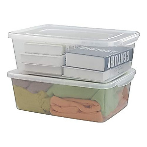 Inhouse 16 Quart Clear Storage Bin, Plastic Latching Box/Container with Lid, Set of 2