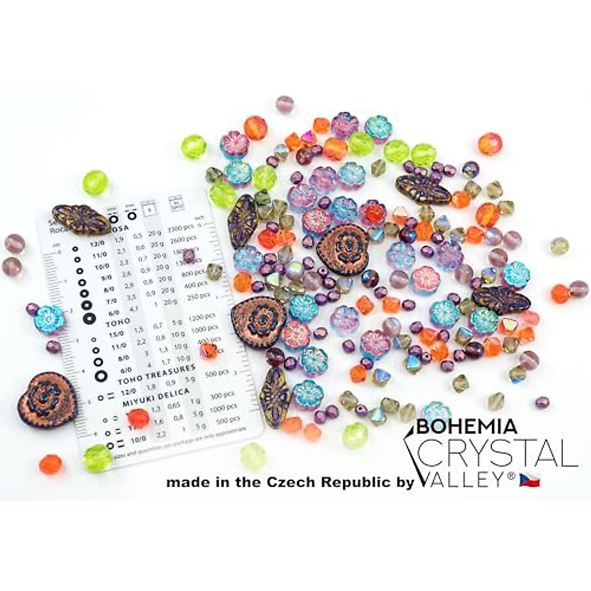 2.1oz (60 g) Mix of Unique Czech Bohemia Glass Pressed Beads, Crazy Purple Green Copper, Table Cut, Matte and Glossy, Faceted Fire Polish, Hand Made Set Kit BCV