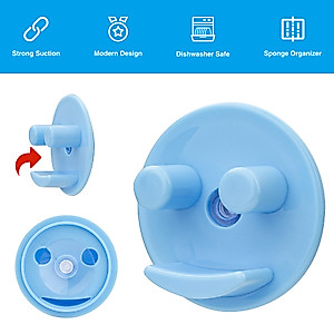 Omoojee Sponge Holder for Kitchen Sink and Bathroom, 1 Pack, Sponge Organizer with Suction Cup, Sponges Not Included(Patent Registering) (Blue)