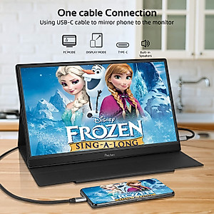 Prechen Portable Monitor 15.6 Inch FHD 1080P USB-C Portable Laptop Monitor HDMI Gaming Monitor OTG & Dual Speakers, External Computer Display for PC MAC Phone Xbox PS4 Switch