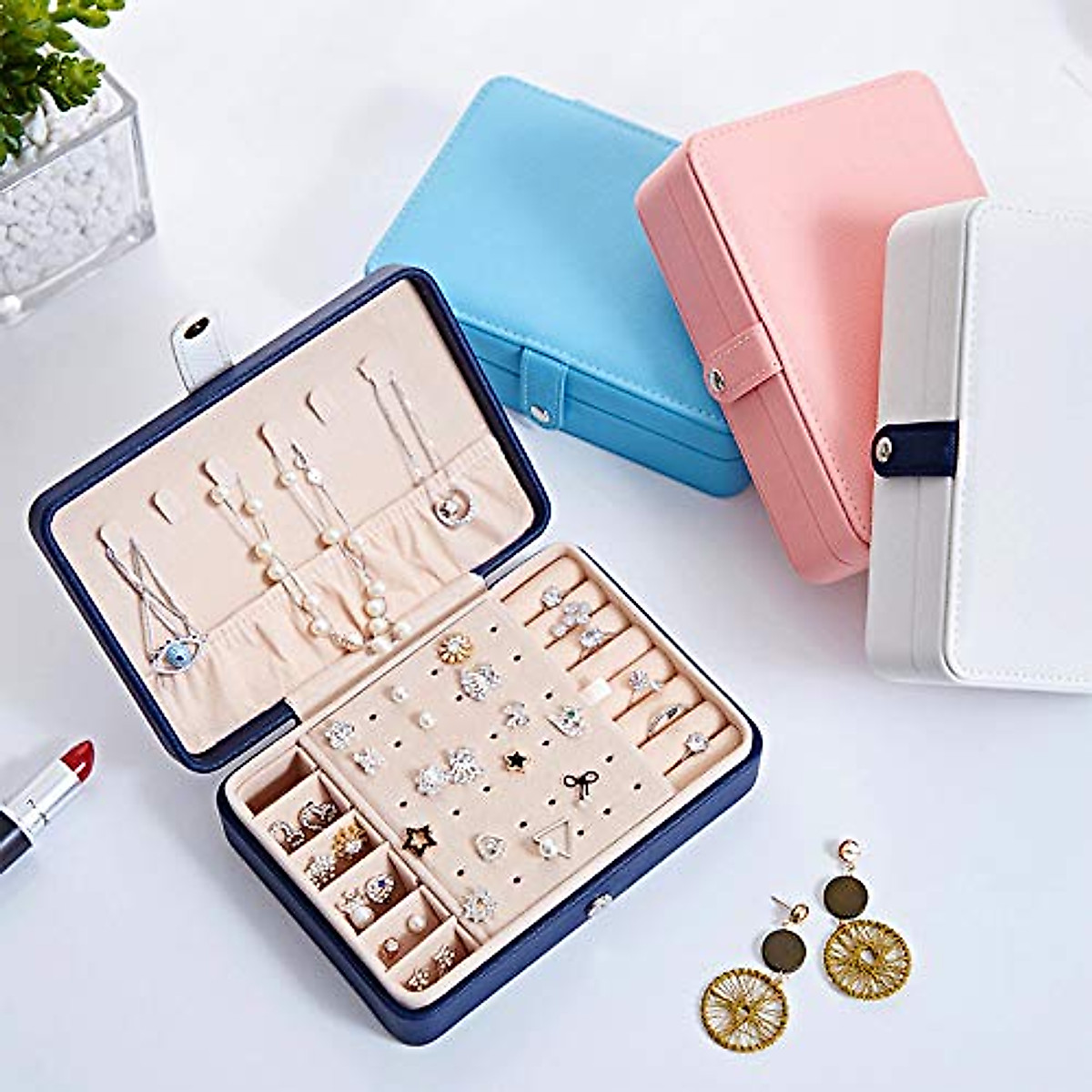 Bausweety Jewelry Box Necklace Earrings Rings Jewelry Accessory Organizer for Women Girls