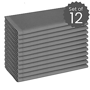 Cotton Clinic Cloth Dinner Napkins - Perfect Everyday Use Table Napkins - Soft Durable Washable - Ideal for Party Wedding Christmas Easter - Set of 12-20x20 inches Grey Napkins