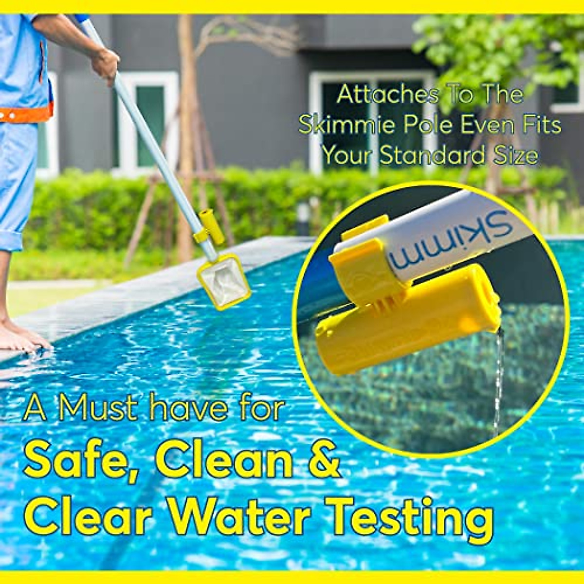 Skimmie Dip - The Convenient Pool Water Testing Attachment for The Skimmie Pole or Standard Size Pool Pole - Easy and Efficient Water Sample Collection and Testing