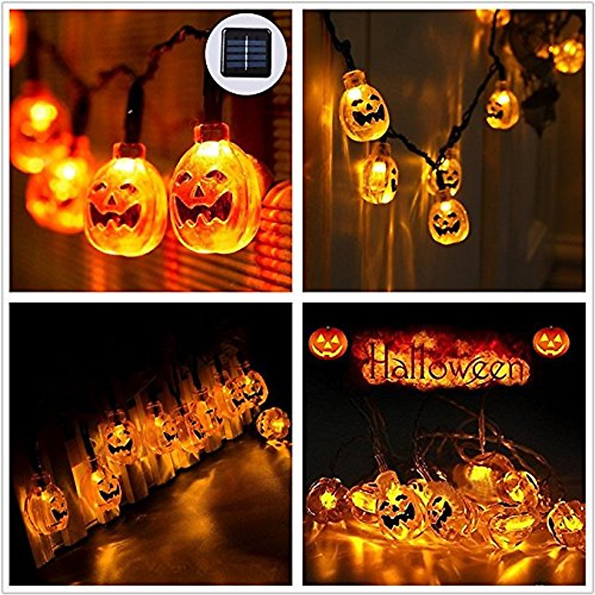 Hann Solar String Lights, 30 LEDs Pumpkin Waterproof Outdoor Halloween String Lights Solar Powered Globe Fairy String Lights for Garden, Yard, Home, Landscape,Christmas Party (2 Pack)