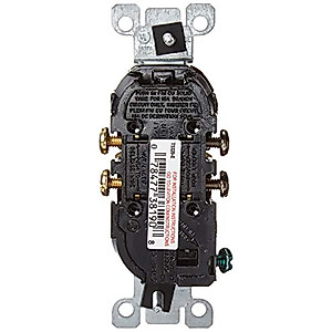 Leviton T5320-E 15 Amp 125V Tamper Resistant, Duplex Receptacle, Residential Grade, Grounding, 10-Pack, Black