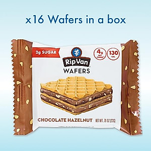 Rip Van Chocolate Hazelnut Wafer Cookies - Keto - Non-GMO - Healthy Snacks - Low Carb & Low Sugar (2g) - Low Calorie - Vegan - 16 Count