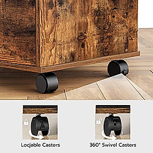 HOOBRO Wooden Office File Cabinet, 1-Drawer Lateral Filing Cabinet with Charging Station, Printer Stand with Open Storage, for A4, Letter Size, for Office, Study, Rustic Brown FG21UWJ01