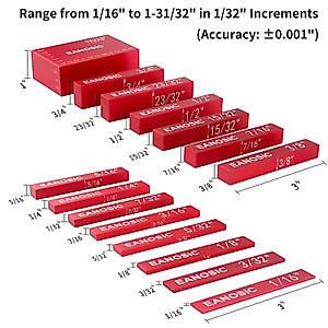EANOSIC Setup Blocks Height Gauge Set, 15pcs Precision Aluminum Setup Bars for Router and Table Saw Accessories Woodworking Set Up, Bars Include Laser Engraved Size Markings