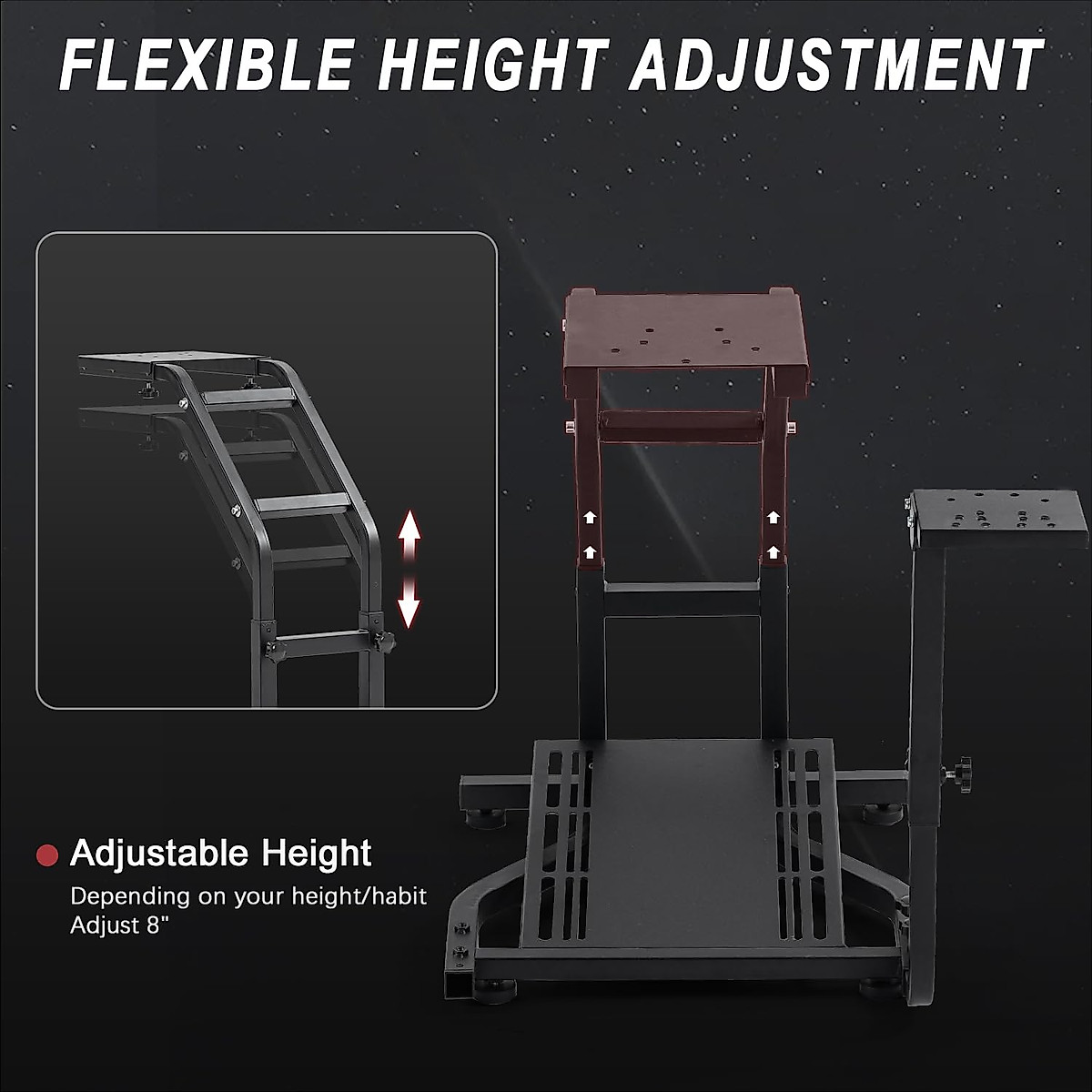 Marada Steering Wheel Stand Standing Fit for Logitech Thrustmaster G25 G27 G29 G920 G923 T300RS TX F458 T128 T248 Adjustable Sim Racing Stand Racing Simulator, Wheel Pedal Shifter Not Included