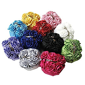 JNB Satin Evening bag with flowers,Fuch48