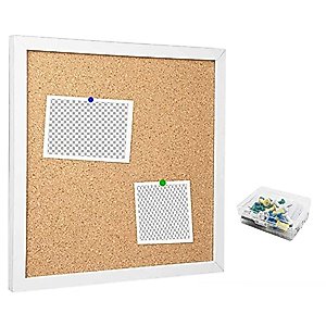 Corkboards for Wall, Cork Board Bulletin Board for Walls with Frame Cork Board Tiles,12"X 12" Thick Square Wall Tiles Small Framed Cork Tiles for Office,School, Home Holiday Decor (White, 12 * 12in)