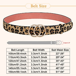 SUOSDEY Women Leather Belt Fashion Double O-Ring Soft Faux Leather Waist Belts For Jeans Dress