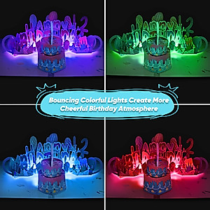 Venhoo Birthday Cards with Lights and Music, Funny Blowable Candle Musical Pop Up Greeting Birthday Card with DIY 0-9 Numbers, Play Happy Birthday Music Popup Card for Women, Mom, Daughter, Sister