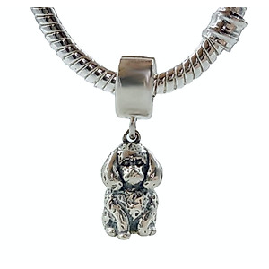 BOLENVI Poodle Miniature Toy Dog 925 Sterling Silver Dangle Pendant X Charm Bead For Pandora & Similar Charm Bracelets or Necklaces