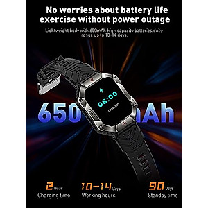 Coss Teo Smartwatch,100 Days Extra-Long Battery, New Real-time Elevation、barometers, IP68 Waterproof, AI Voice, 24-Hour Health, Heart Rate Sleep Monitor, 2'' Military SportWatch for Android iOS Phone