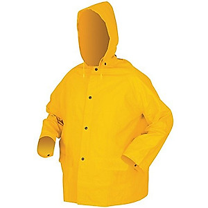 MCR Safety 2403X2 Classic Plus PVC/Polyester 3-Piece Corduroy Collar Rain Suit with Detachable Hood and Bibpant, Yellow, 2X-Large