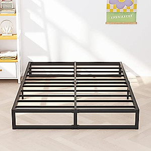Richwanone 10 Inch Queen Bed Frame Metal Platform Mattress Foundation with Steel Slat Support, No Box Spring Needed, Easy Assembly, Black