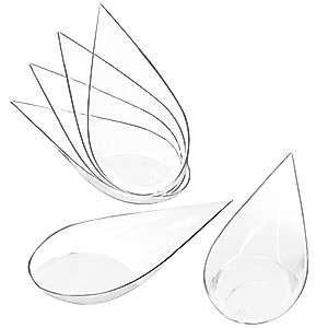 TOFLEN 100ct 4 Inch Mini Appetizer Plates with Tasting Forks - Reusable Clear Plastic Party Serving Trays Mini Plates for Appetizers and Desserts - Tear Drop Tasting Spoon Mini Dish Bowls