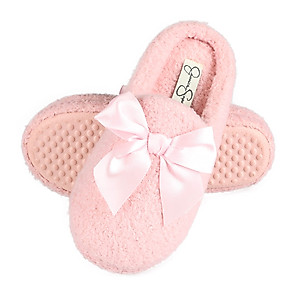 Jessica Simpson Girls Plush Marshmallow Slide On House Clog With Memory Foam Slipper, Pink, Large Little Kid US