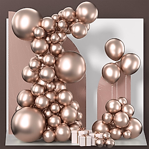 PartyWoo Metallic Rose Gold Balloons, 100 pcs Champagne Gold Balloons Different Sizes Pack of 18 Inch 12 Inch 10 Inch 5 Inch Balloons for Balloon Garland as Party Decorations, Champagne Gold-G112